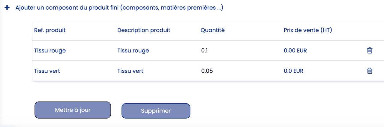 Création de produits finis et gestion des stocks - ZEFYR